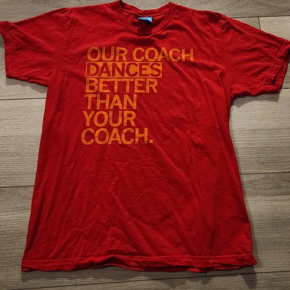 Raygun | Shirts | Raygun Red Yellow Our Coach Dances Better Than Your ...